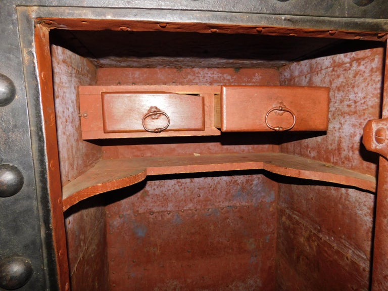 Antique Black Safe, Strongbox in Wood and Iron, Original Keys, 17th ...