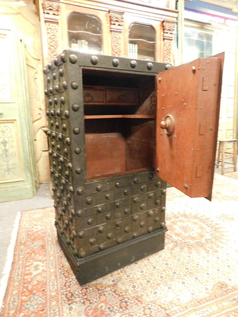 Antique Black Safe, Strongbox in Wood and Iron, Original Keys, 17th ...
