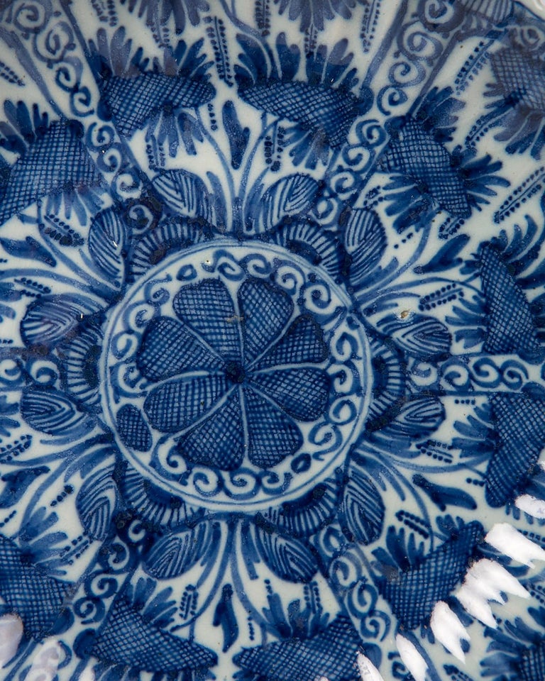 Antique Delft Blue and White Dish with Fluting and a Scalloped Edge ...