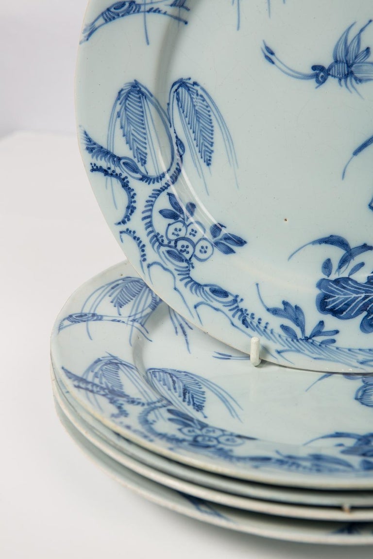 Antique Blue and White Delft Plates a Set of Five 18th Century circa ...