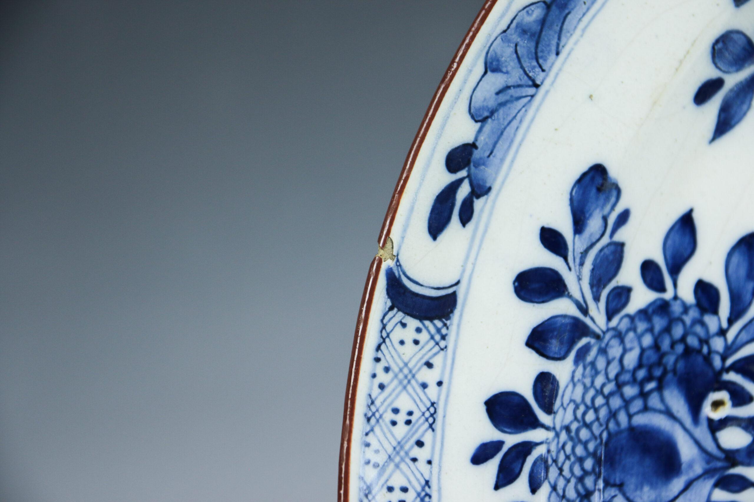 Antique Blue and White Style Dutch Delftware Earthenware Charger, 18th ...