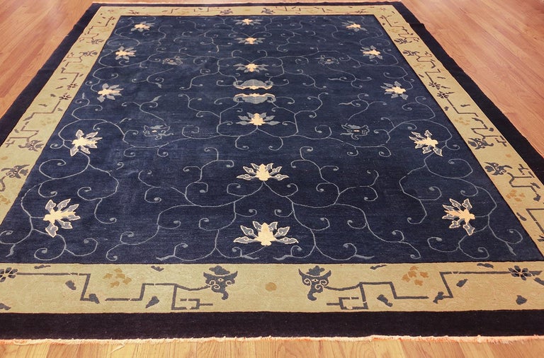 Antique Blue Chinese Rug. Size: 8 ft 2 in x 9 ft 8 in (2.49 m x 2.95 m ...