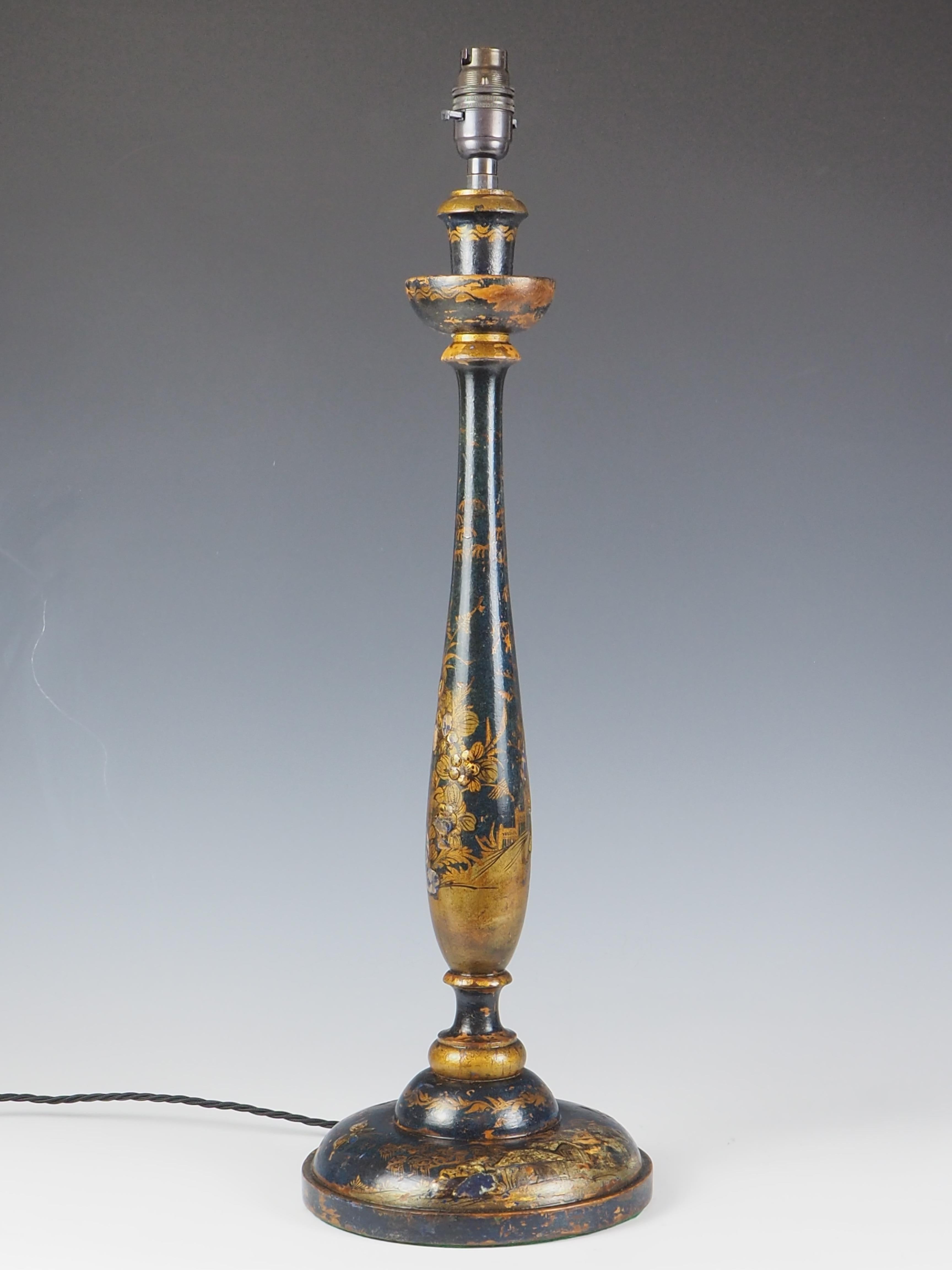 Antique Blue Chinoiserie Table Lamp For Sale at 1stDibs