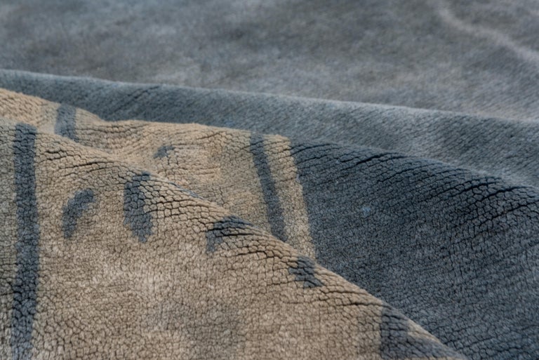 Antique Blue French Savonnerie Carpet, Solid Blue Field, Gray Borders ...