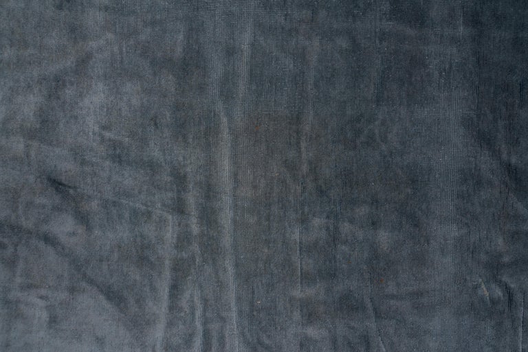 Antique Blue French Savonnerie Carpet, Solid Blue Field, Gray Borders ...