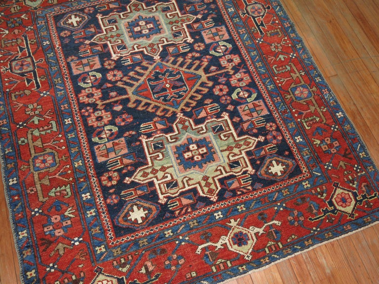 Antique Blue Persian Heriz Square Karadja Rug at 1stDibs