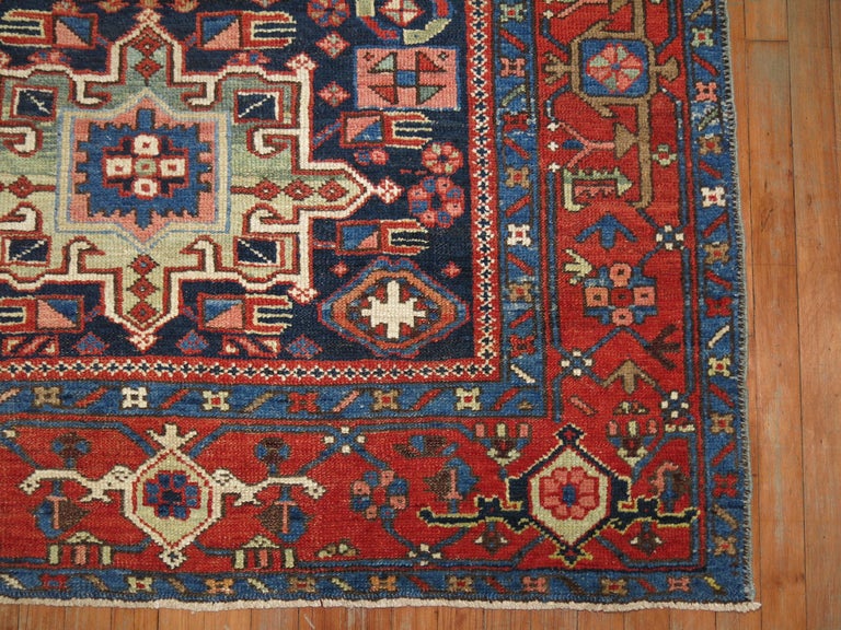 Antique Blue Persian Heriz Square Karadja Rug at 1stDibs