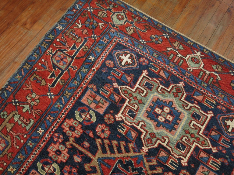 Antique Blue Persian Heriz Square Karadja Rug at 1stDibs