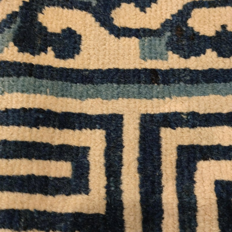 Antique Blue and White Mongolian Rug with Cloudbands and Longevity ...