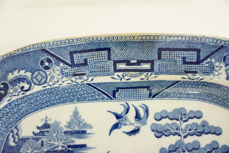 Antique Blue Willow Platter Transferware Pottery, England, circa 1840 ...