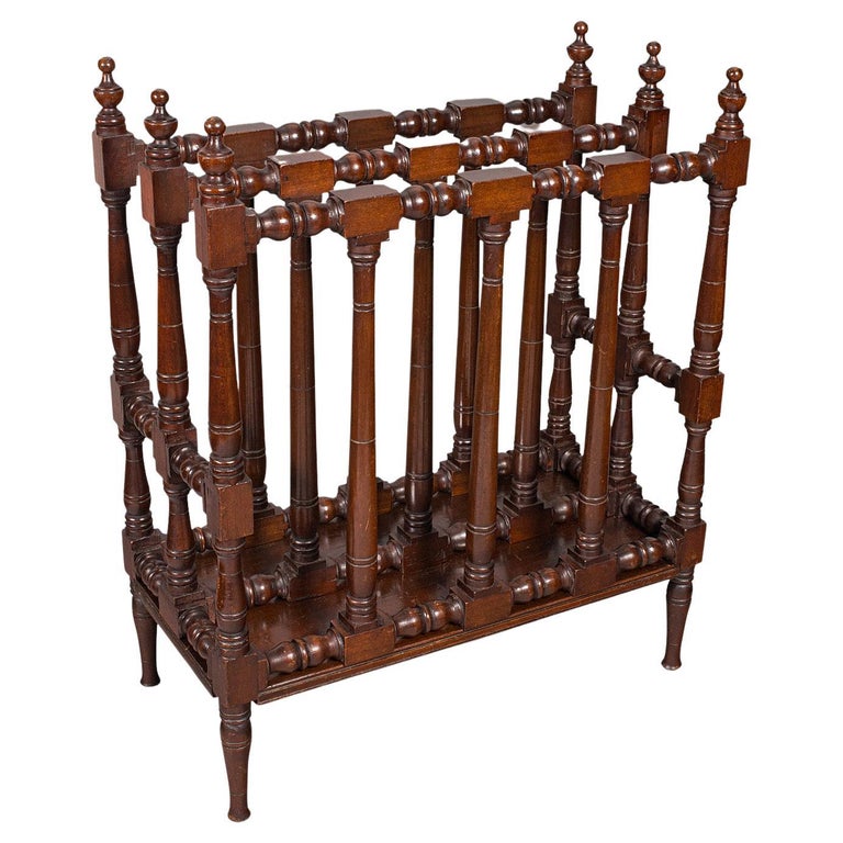 Antique Bobbin Turned Canterbury, English, Newspaper Rack, Edwardian ...