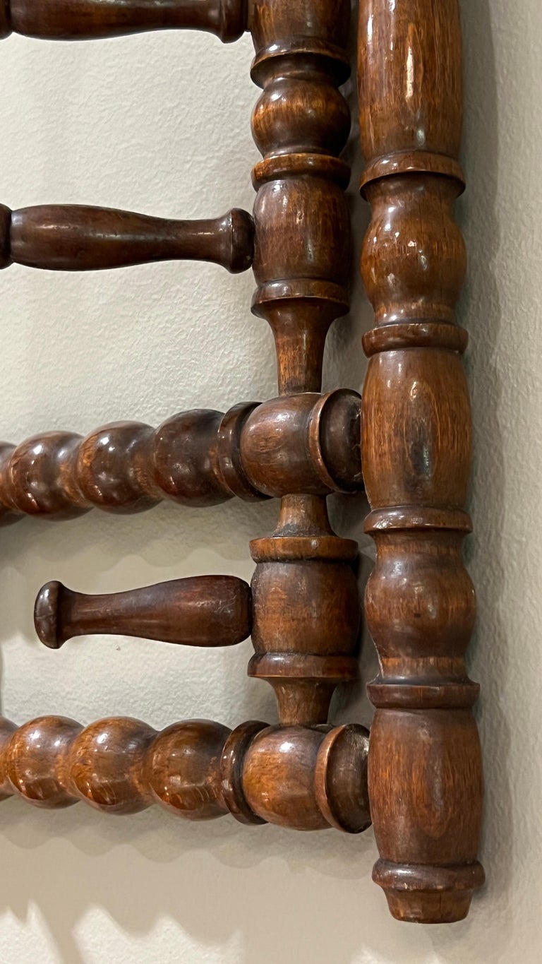 Antique Bobbin-Turned Mahogany Wall-Mount Coat Rack For Sale at 1stDibs