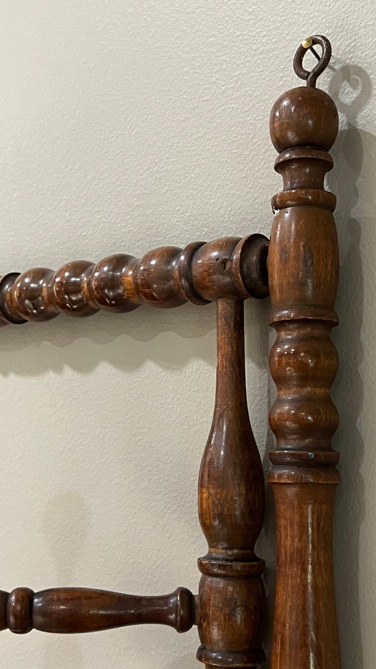 Antique Bobbin-Turned Mahogany Wall-Mount Coat Rack For Sale at 1stDibs
