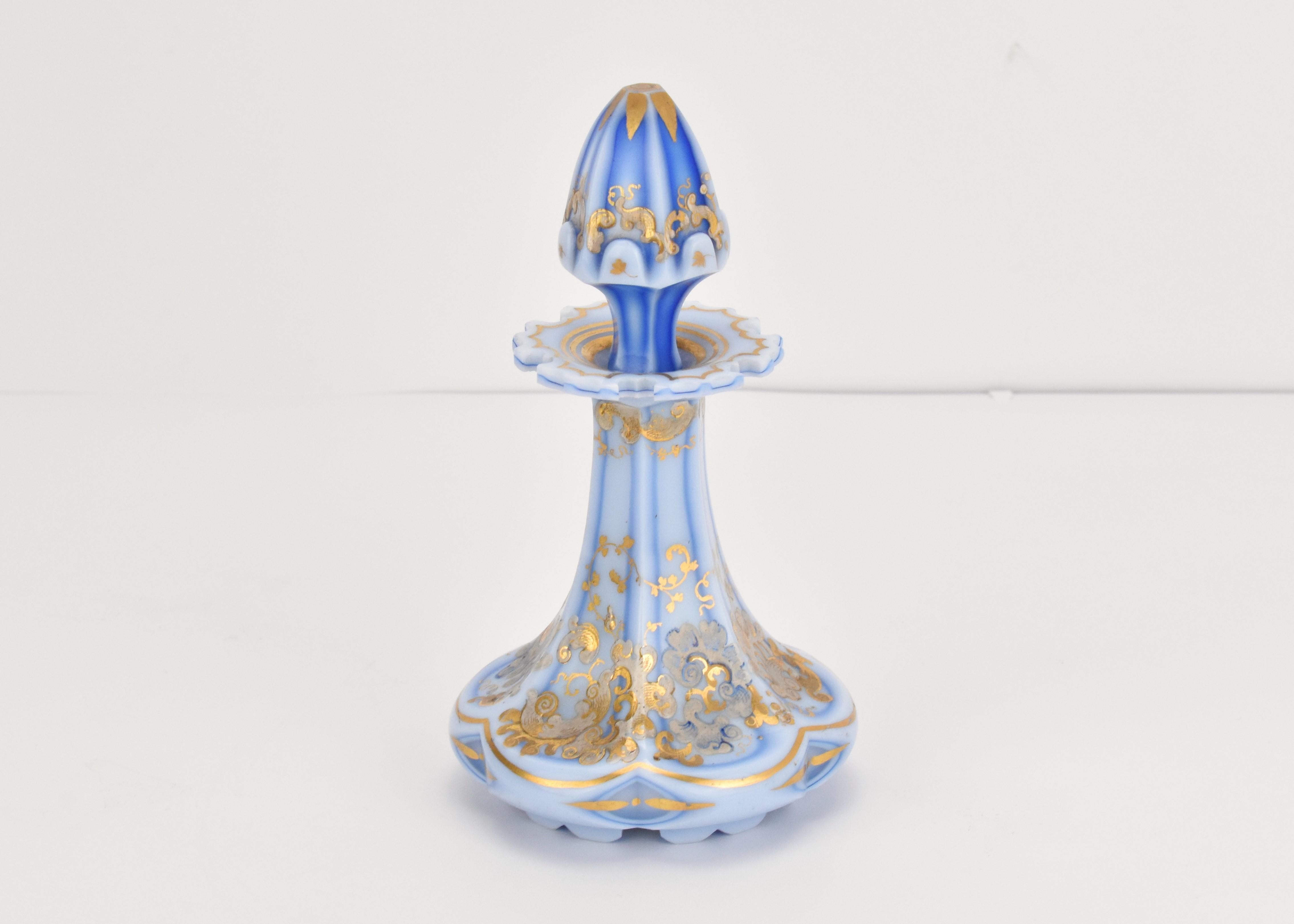 Antique Bohemian Biedermeier Overlay Opaline Glass Perfume Bottle, 19th ...