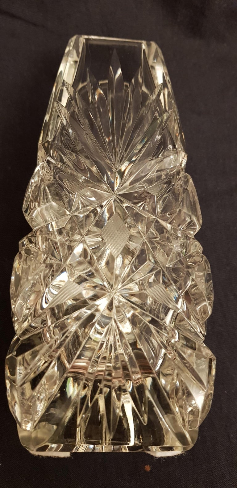 Antique Bohemian Crystal Hand Fine Cut Vase For Sale at 1stDibs
