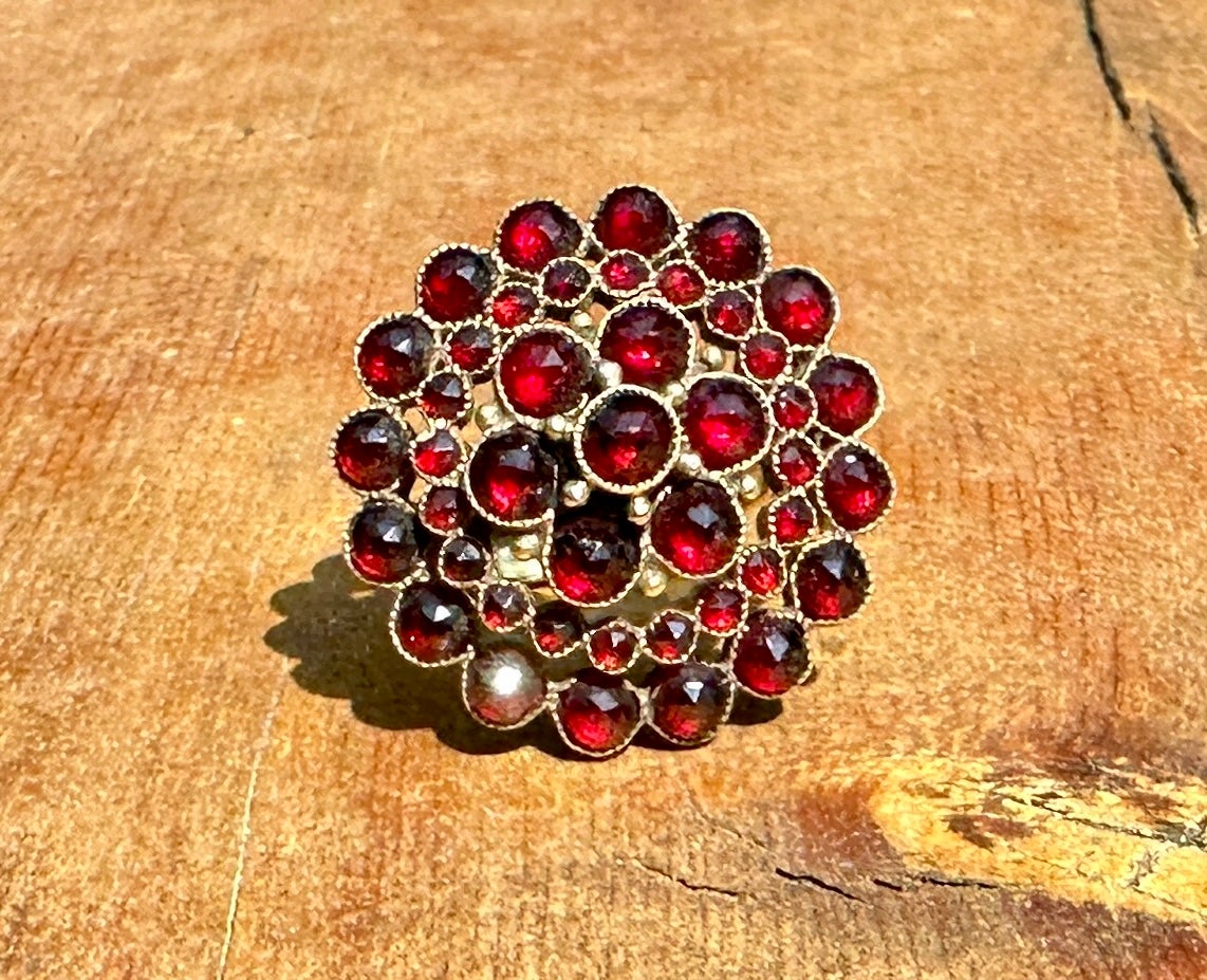 Antique Bohemian Garnet Ring 14 Karat Gold Victorian Belle Epoque For ...