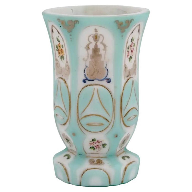 Antique Bohemian Glass Gilt Cut Overlay Cup For Sale at 1stDibs