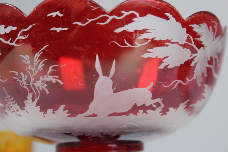 Antique Bohemian Glass Set, circa 1880, Bohemian Crystal, Ruby Red and ...