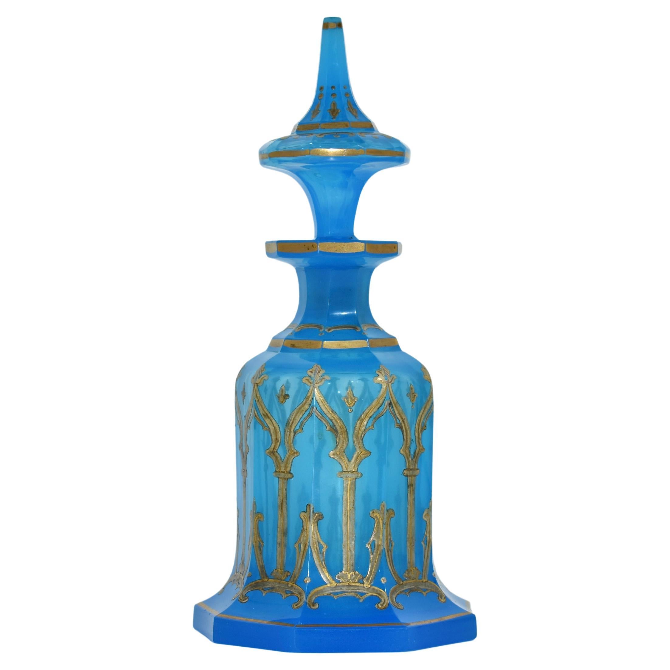 Antique Bohemian Opaline Enameled Glass Perfume Bottle, Flacon, 19th ...