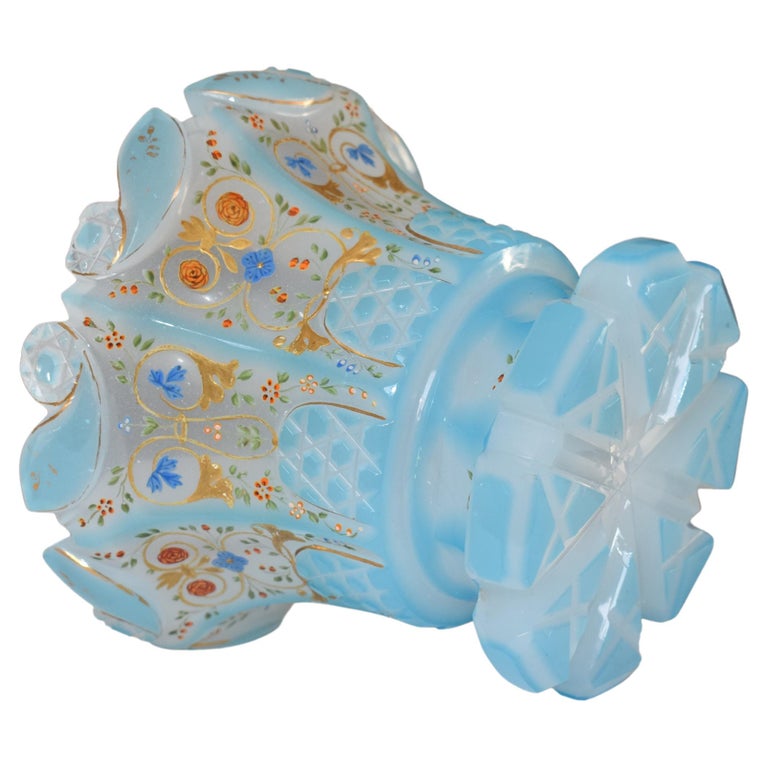 Antique Bohemian Opaline Enamelled Glass Sugar Bowl, Candy Box ...