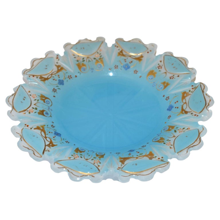 Antique Bohemian Opaline Enamelled Glass Sugar Bowl, Candy Box ...