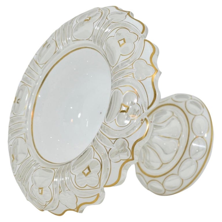 Antique Bohemian Overlay Galss Tazza Bowl, 19th Century For Sale at 1stDibs