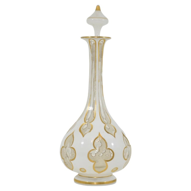 Antique Bohemian Overlay Gilded Galss Perfume Bottle, 19th Century For ...