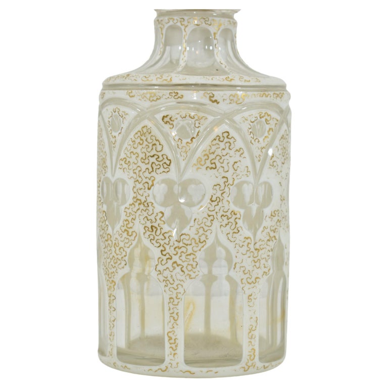 Antique Bohemian Overlay Gilded Glass Bottle, Falcon, 19th Century For ...