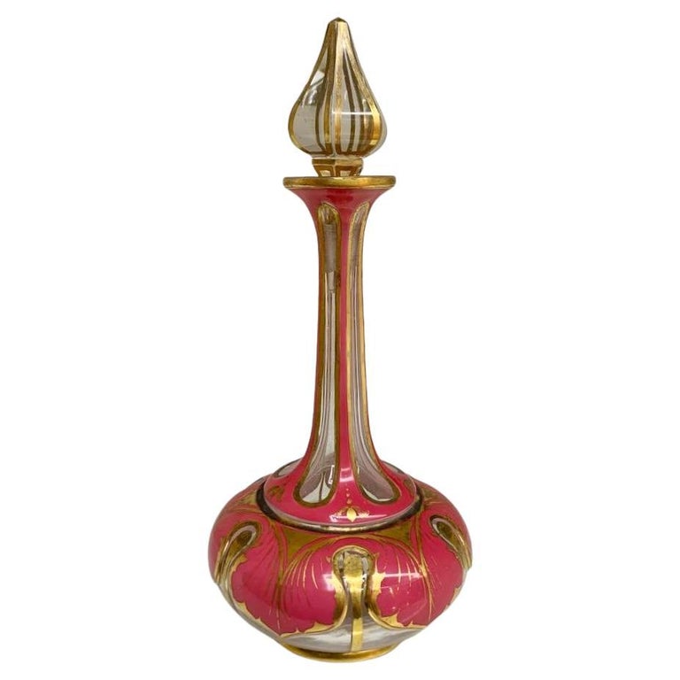 Antique Bohemian Overlay Glass Perfume Bottle, Flacon, 19th Century For ...
