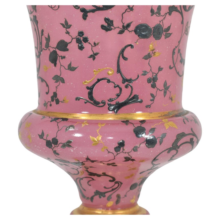 Antique Bohemian Pink Opaline Enameled Glass Goblet, Moser, 19th ...