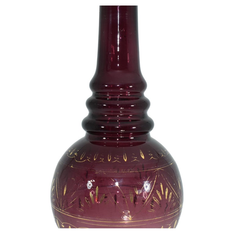 Antique Bohemian Purple Gilded Glass Rose Water Sprinkler, 19th Century ...