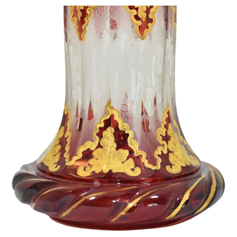 Antique Bohemian Ruby Red Enameled Glass Perfume Bottle, 19th Century ...