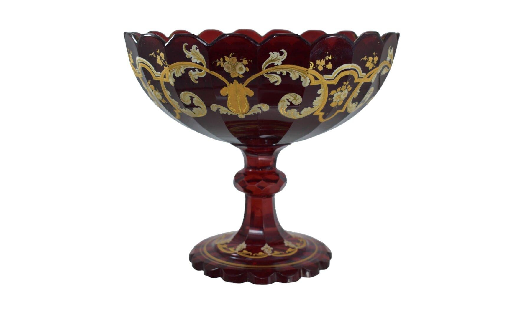 Red and White 19th Century Chinese Peking Glass Bowl at 1stDibs