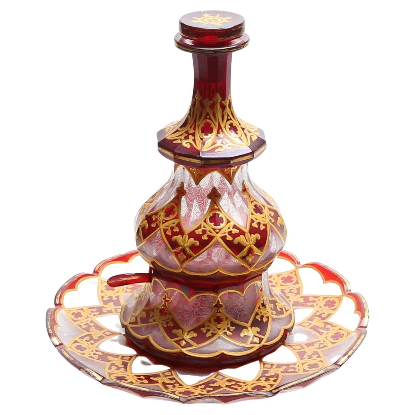 Pair of Bohemian Antique Light Cobalt Glass Overlaid Opal Fruit Bowls ...