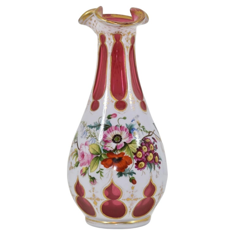 Antique Bohemian Ruby Red Overlay Glass Ewer, Jug, Pitcher, 19th ...