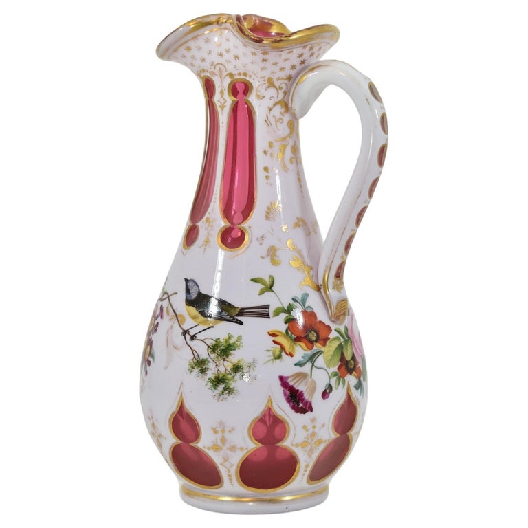 Antique Bohemian Ruby Red Overlay Glass Ewer, Jug, Pitcher, 19th ...