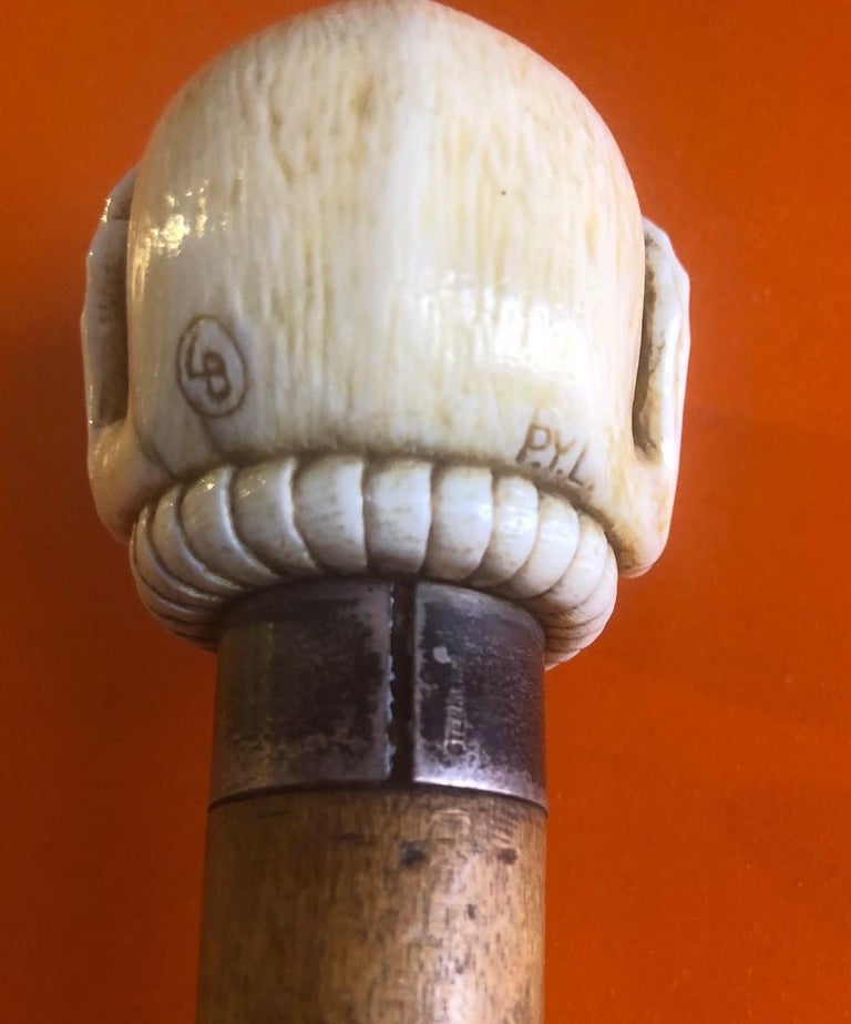 Antique Bone and Sterling Rat / Mouse / Rodent Handle Walking Stick at ...