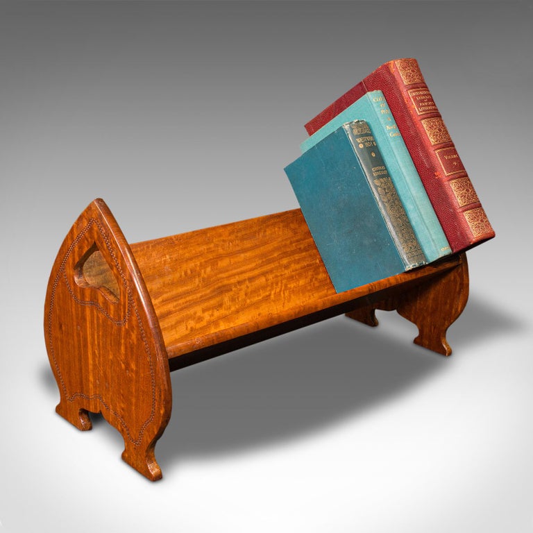 Antique Book Trough, English, Satinwood Novel Rack, Art Nouveau ...