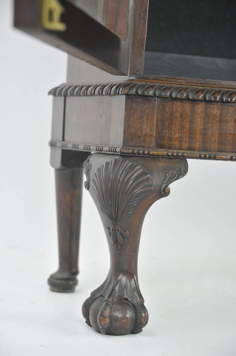 Antique Bookcase, Mahogany Cabinet with Ball and Claw Feet at 1stDibs