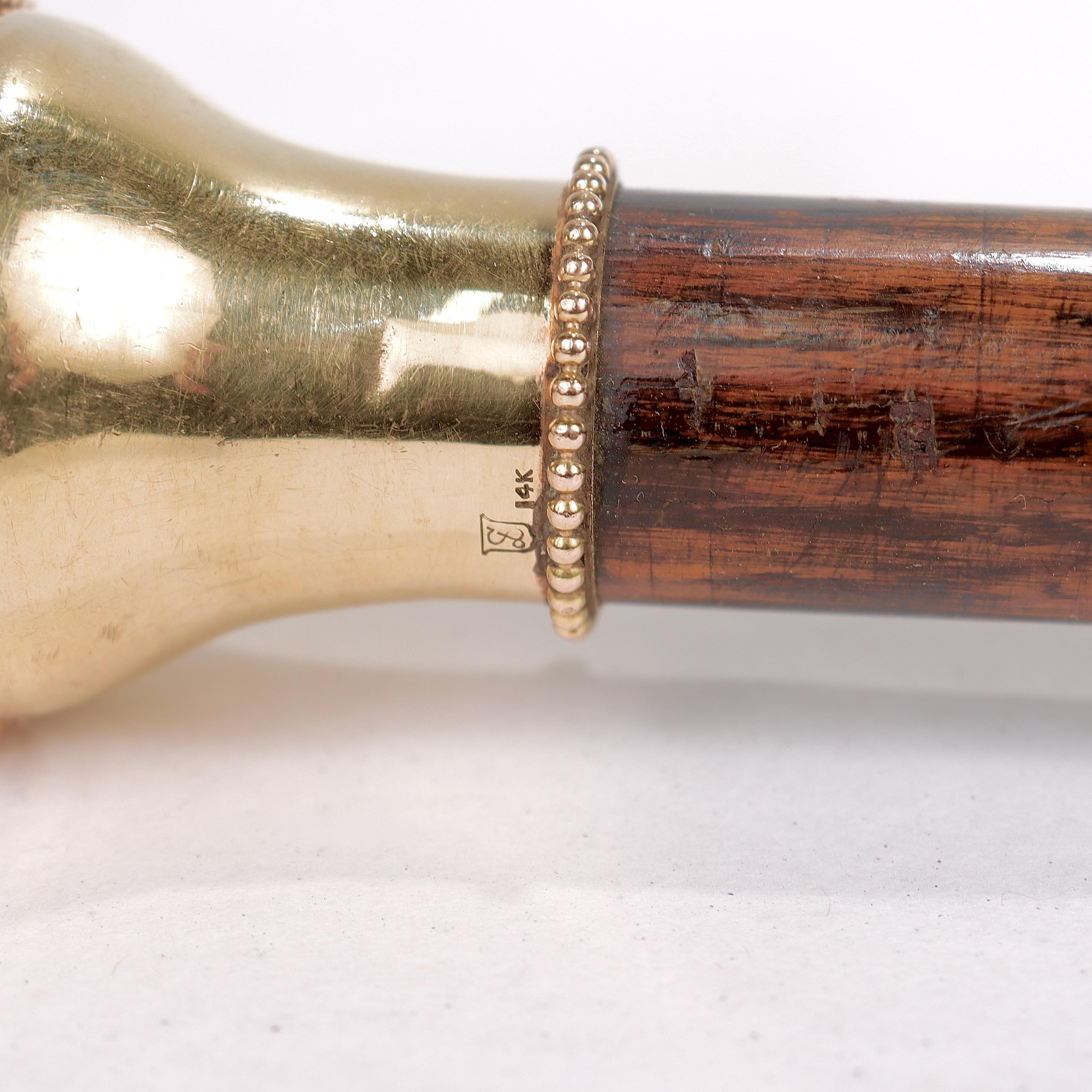 Antique Boston Tea Party Related 14K Gold Topped Walking Stick or Cane ...
