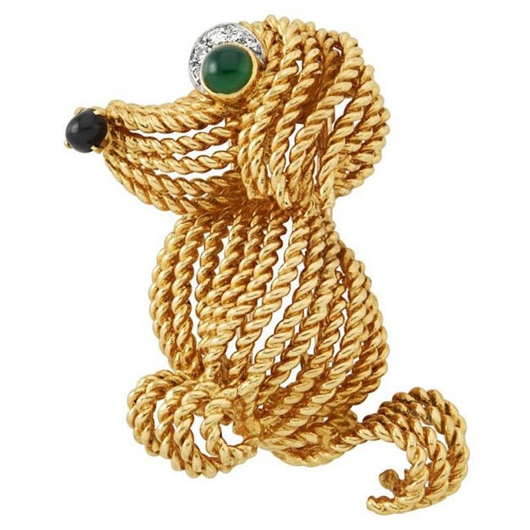 1960s Boucheron Paris Gold Dog Brooch For Sale at 1stDibs