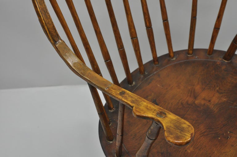 Antique Bow Back Windsor Oak and Pine Wood Rocking Chair Colonial ...