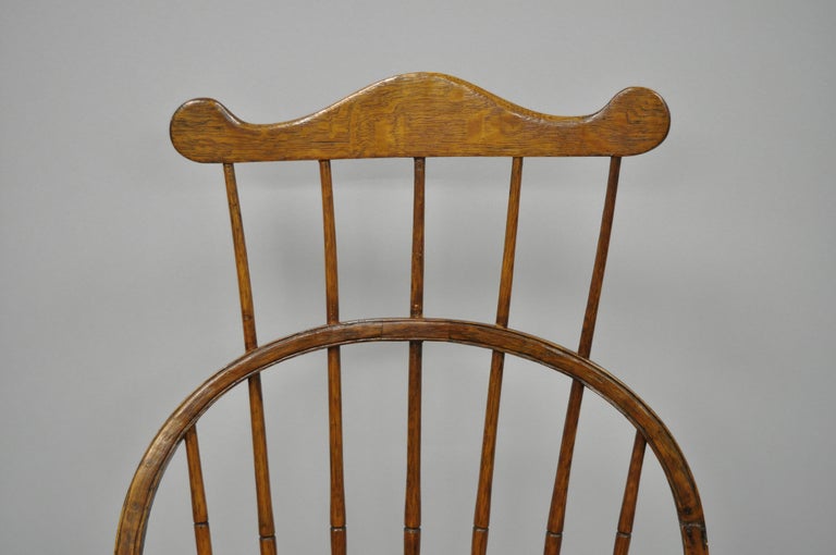 Antique Bow Back Windsor Oak and Pine Wood Rocking Chair Colonial ...