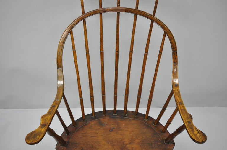 Antique Bow Back Windsor Oak and Pine Wood Rocking Chair Colonial ...