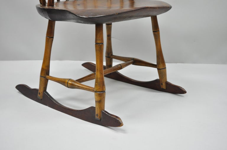 Antique Bow Back Windsor Oak and Pine Wood Rocking Chair Colonial ...