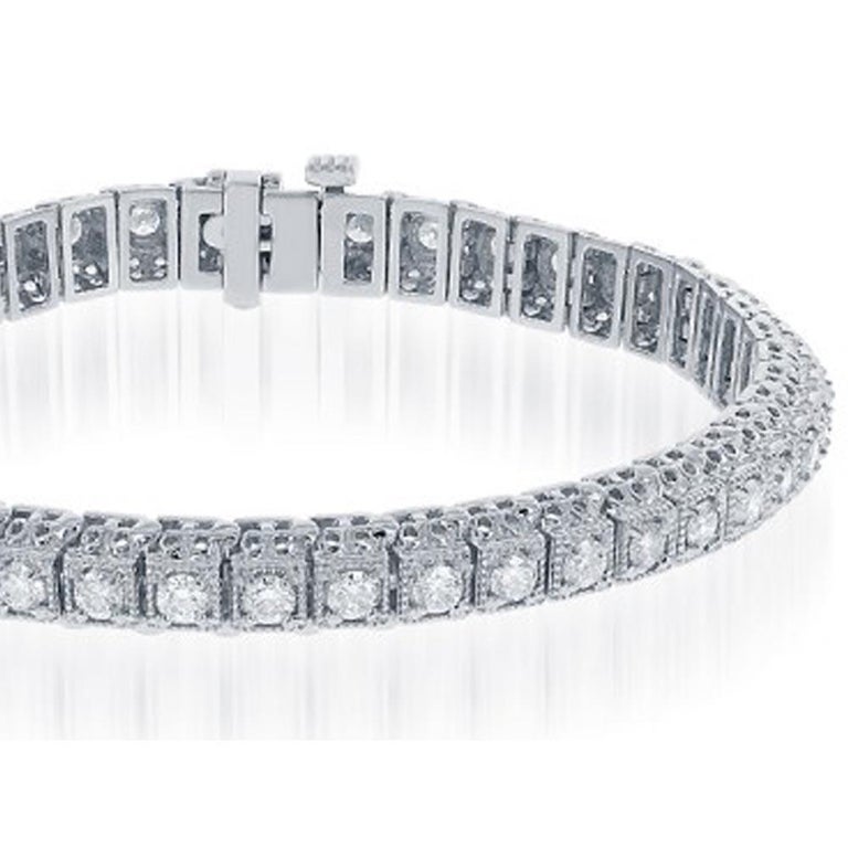 Box Style Diamond Tennis Bracelet, 1 Carat of Diamonds Set in 14 Karat ...