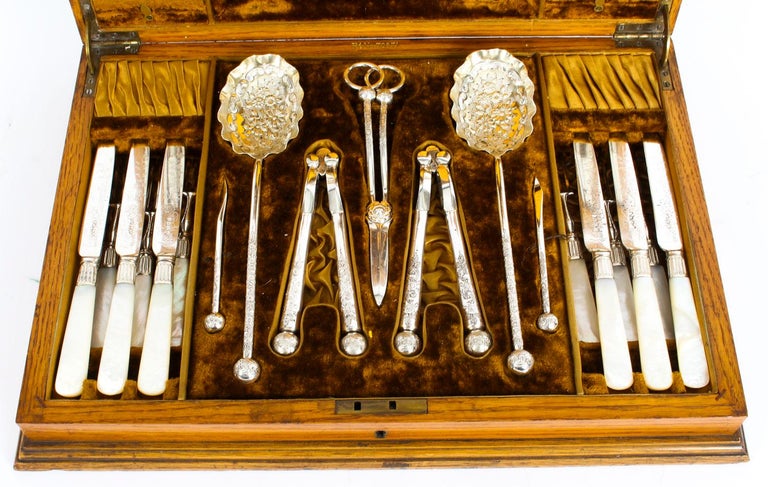 Boxed Fruit Set Forks Knives Nutcrackers, Grape Scissors Etc, 19th Century at 1stDibs