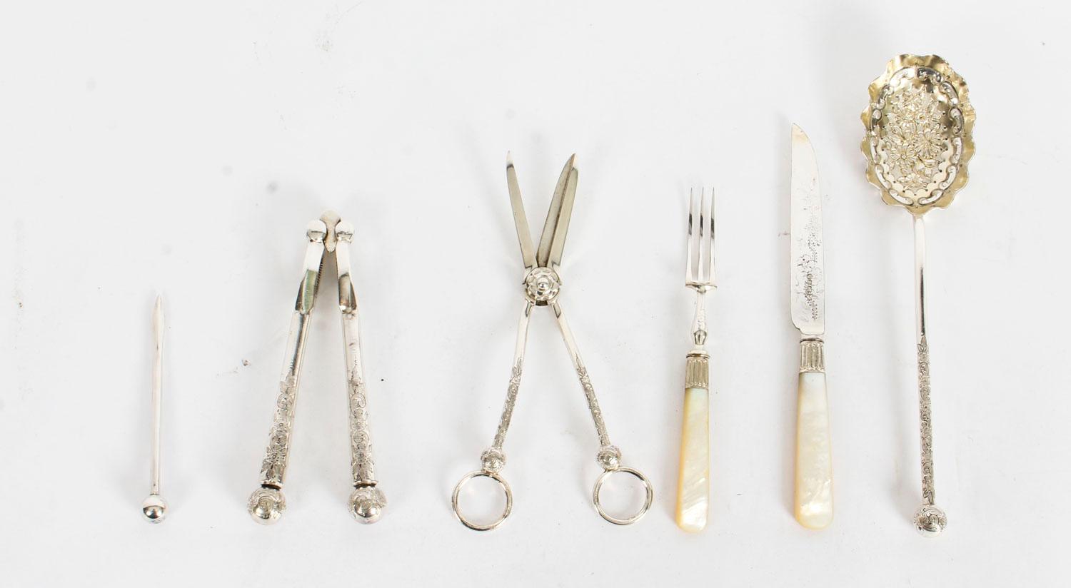 Boxed Fruit Set Forks Knives Nutcrackers, Grape Scissors Etc, 19th Century at 1stDibs