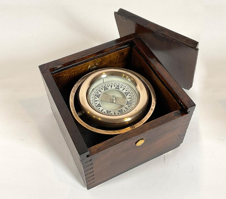 Antique Boxed Yacht Compass in Brass at 1stDibs