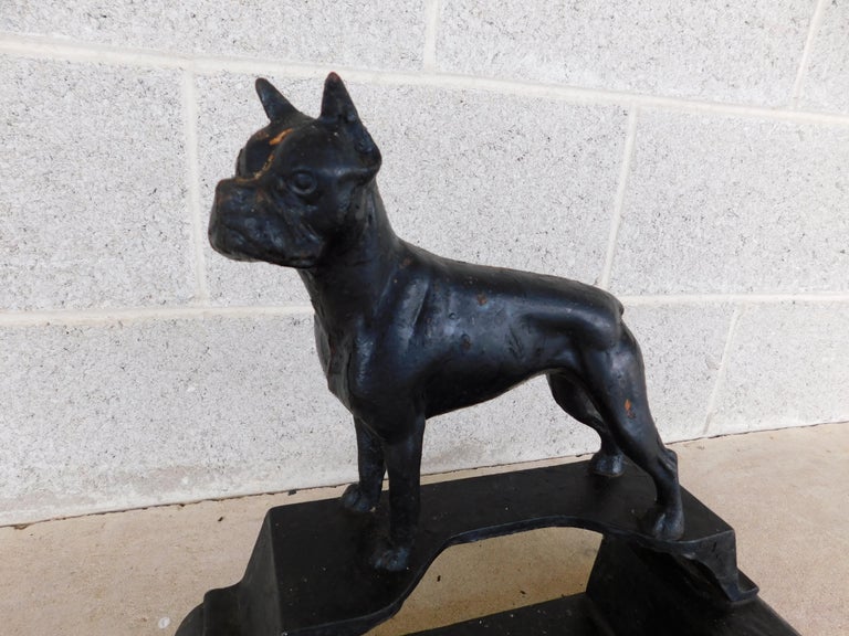 Antique Boxer Bull Dog Cast Iron Boot Scraper For Sale at 1stDibs
